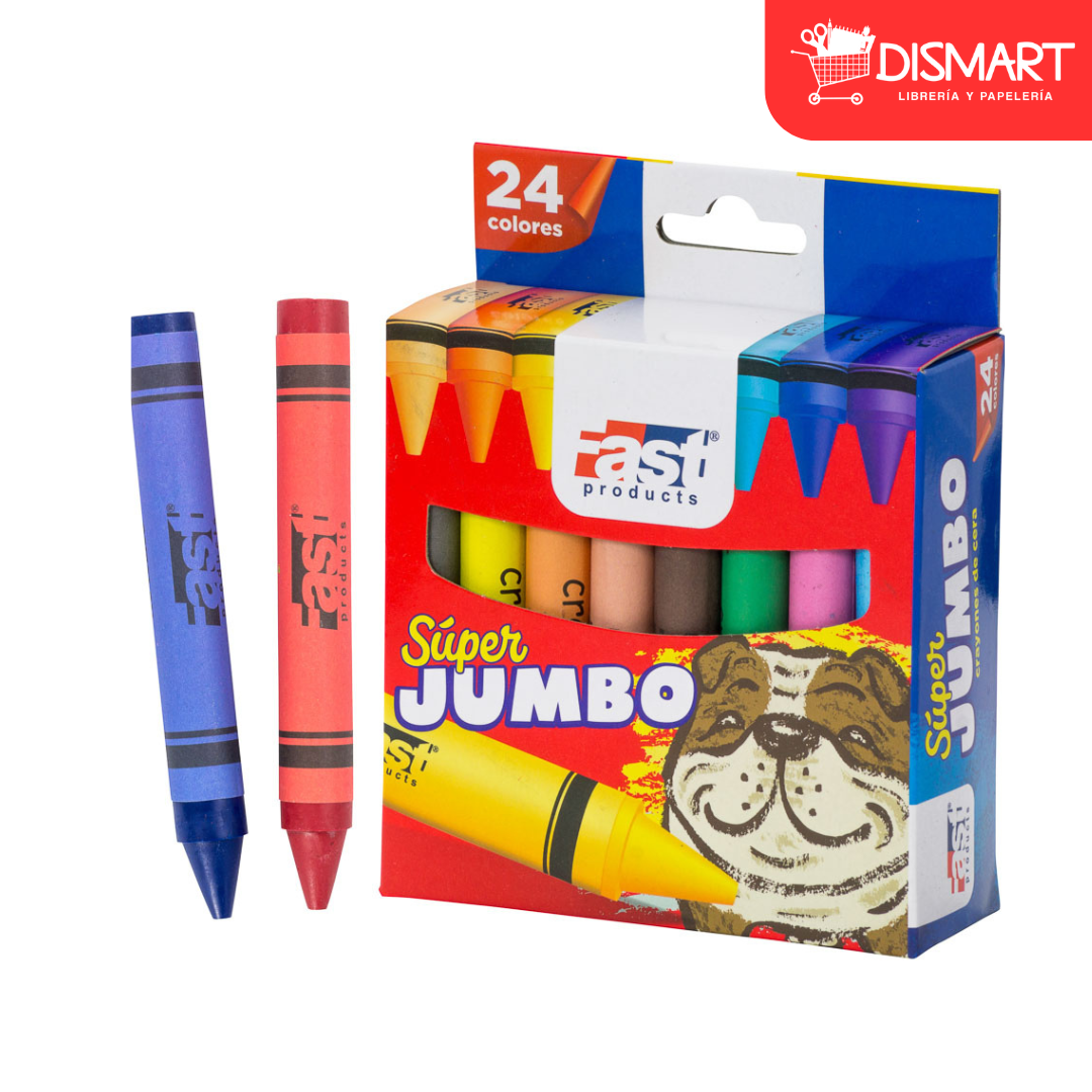 Crayon de cera fast 24 col super jumbo redondo – Dismart GT | Libreria y Papeleria