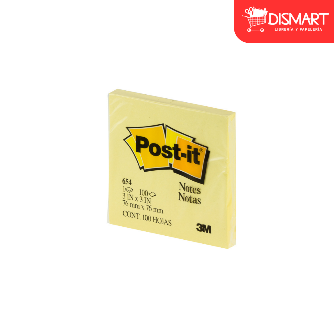 Block post it 654 3"x3" amarillo – Dismart GT | Libreria y Papeleria