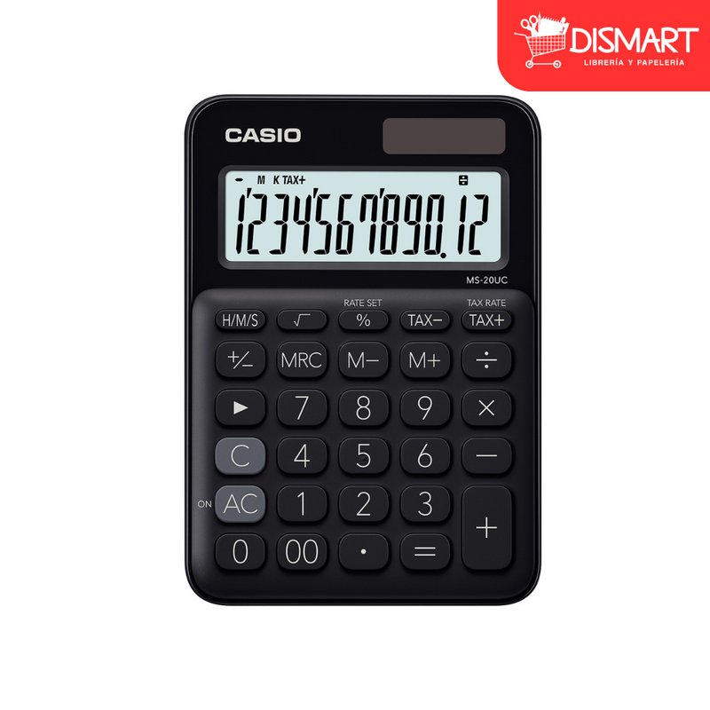 Calculadora de escritorio casio ms-20uc-bk 12 digitos negro – Dismart GT | Libreria y Papeleria