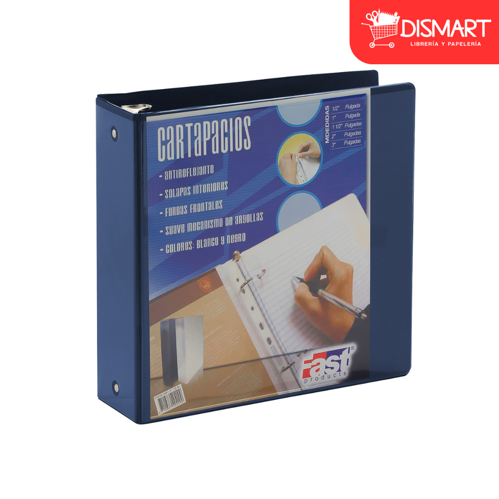 Cartapacio fast con funda 3" azul – Dismart GT | Libreria y Papeleria