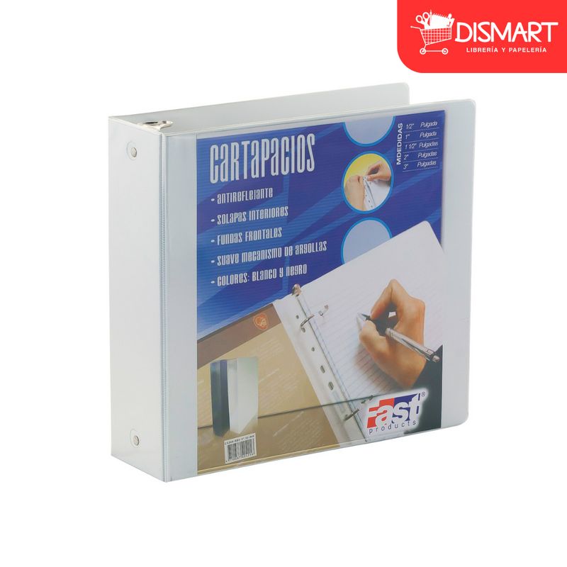 Cartapacio fast con funda 3" blanco – Dismart GT | Libreria y Papeleria
