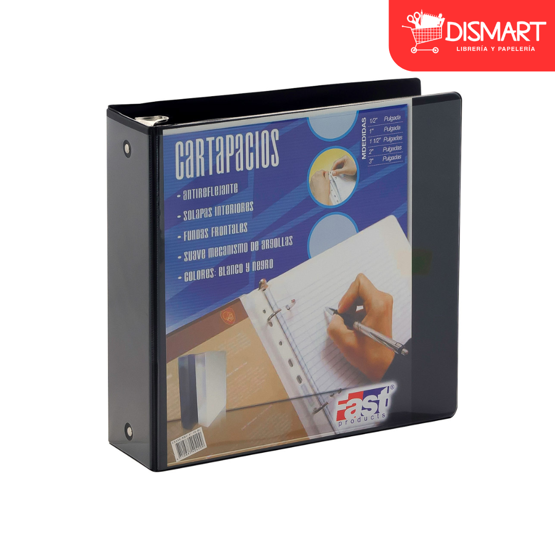 Cartapacio fast con funda 3" negro – Dismart GT | Libreria y Papeleria