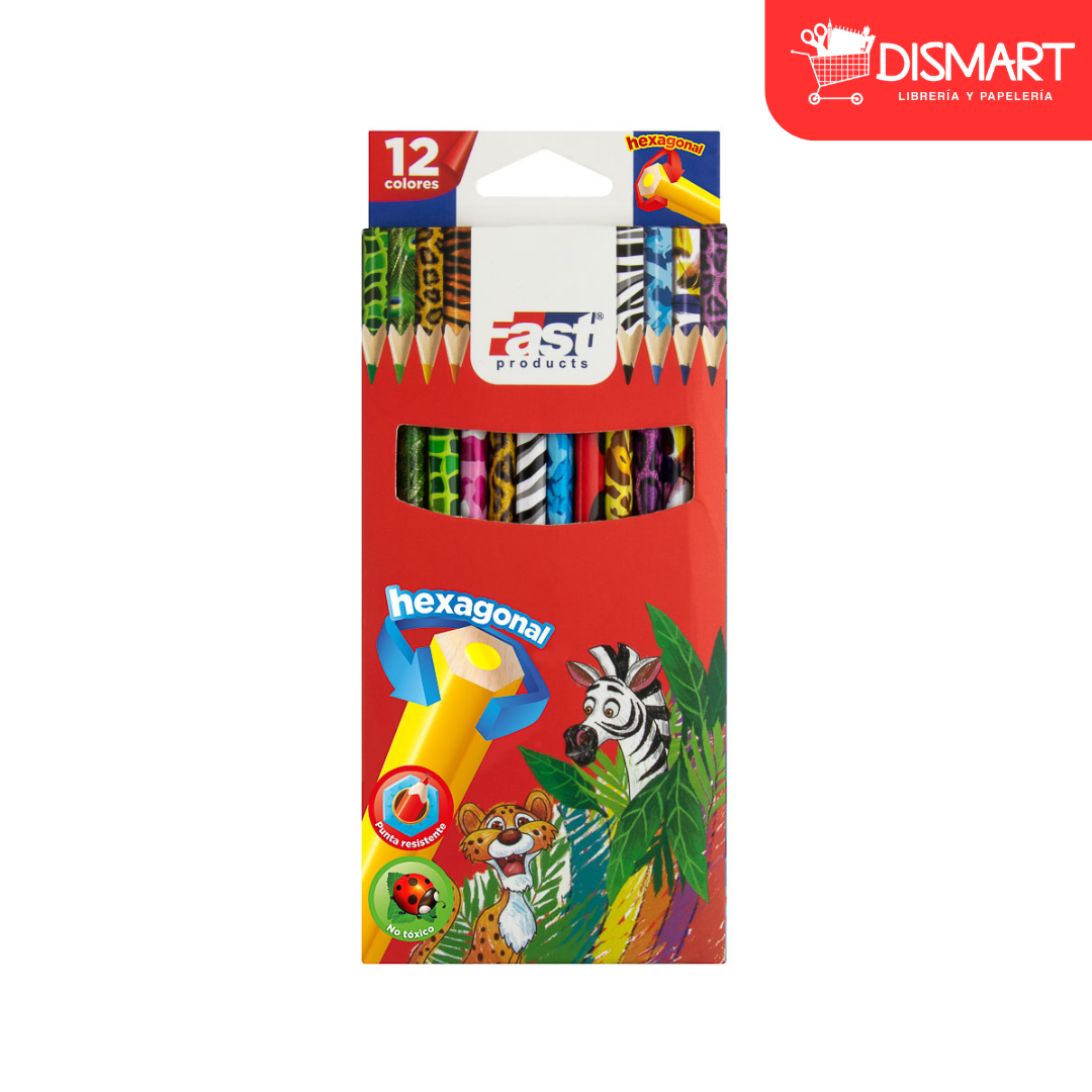 Crayon de madera fast 12col largo safari – Dismart GT | Libreria y ...
