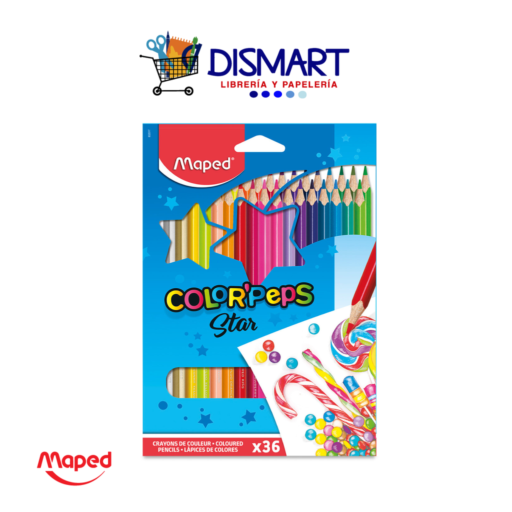 Crayón Madera 36c Largo Triangular Maped – Dismart GT | Libreria y ...