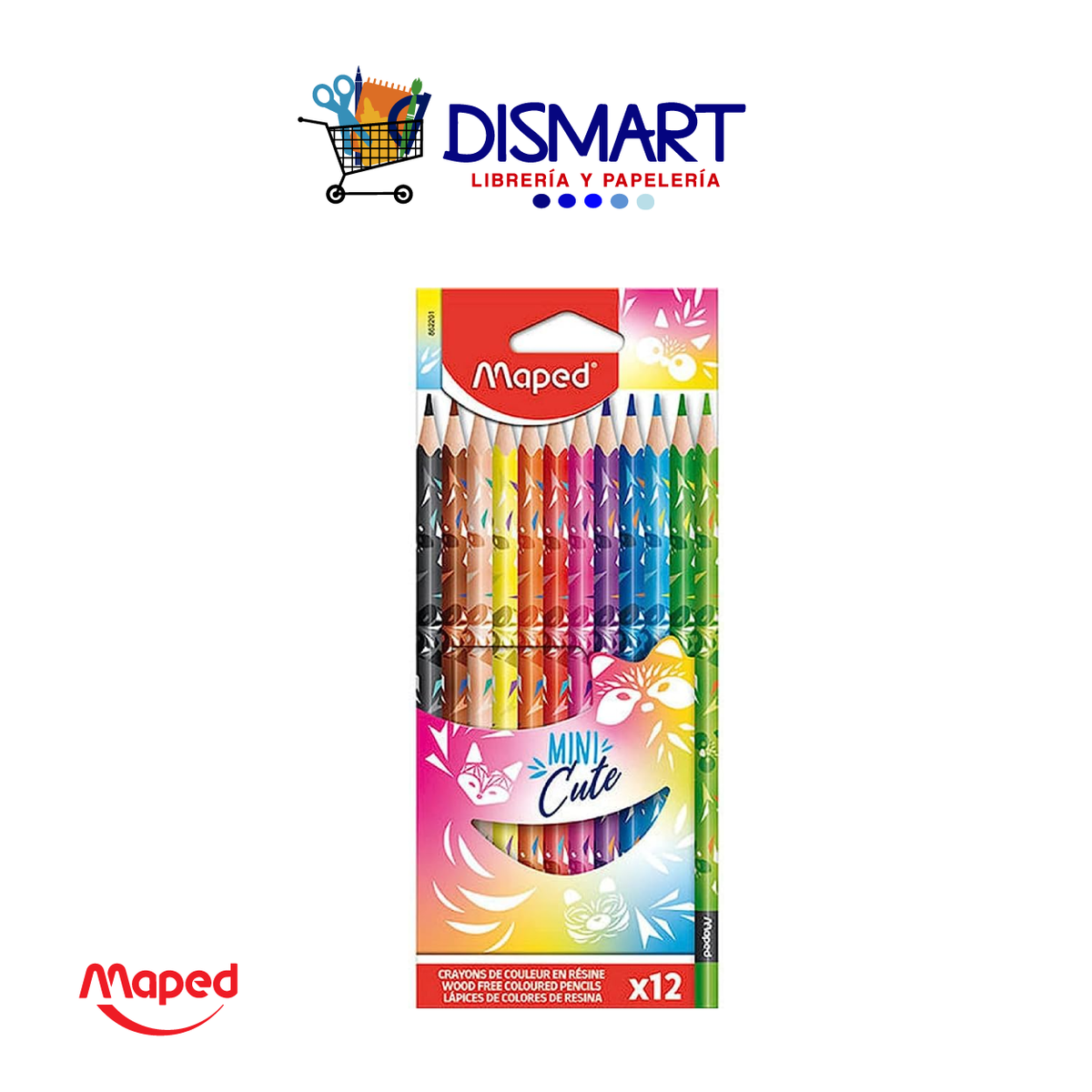 Crayón Madera 12c Largo Triangular Mini Cute Maped – Dismart GT ...